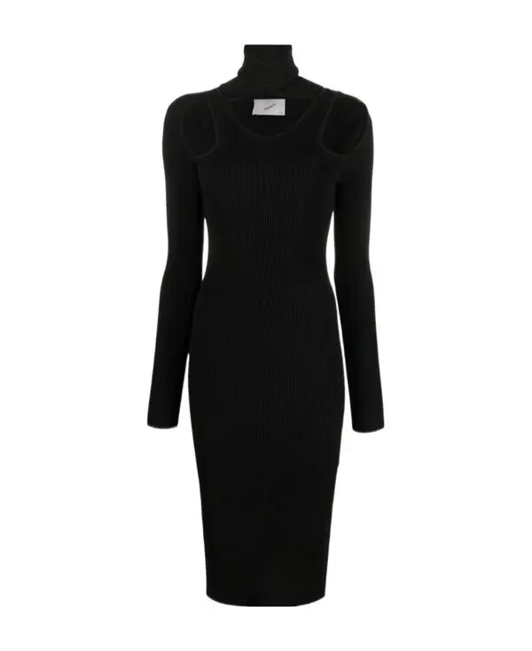 Coperni Cut-out Ribbed-knit Midi Dress