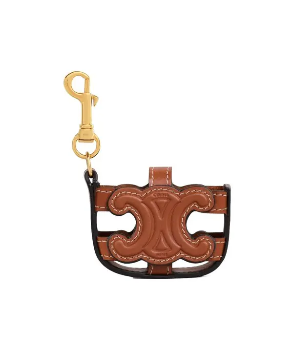 Celine Airpods Case Triomphe In Smooth Calfskin - Brown
