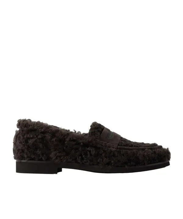 Brunello Cucinelli Shearling Penny Loafers - Black