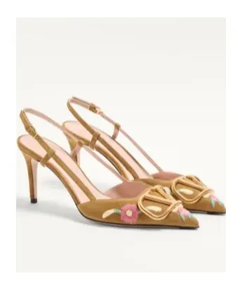 Valentino Garavani Vlogo Signature Floral Embroidered Pointed Toe Slingback Pumps