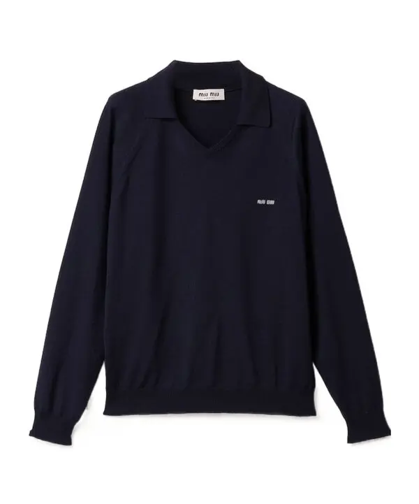 Miu Miu Logo Embroidered Polo Jumper