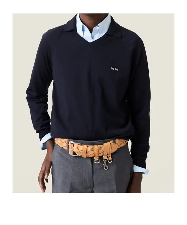 Miu Miu Logo Embroidered Polo Jumper