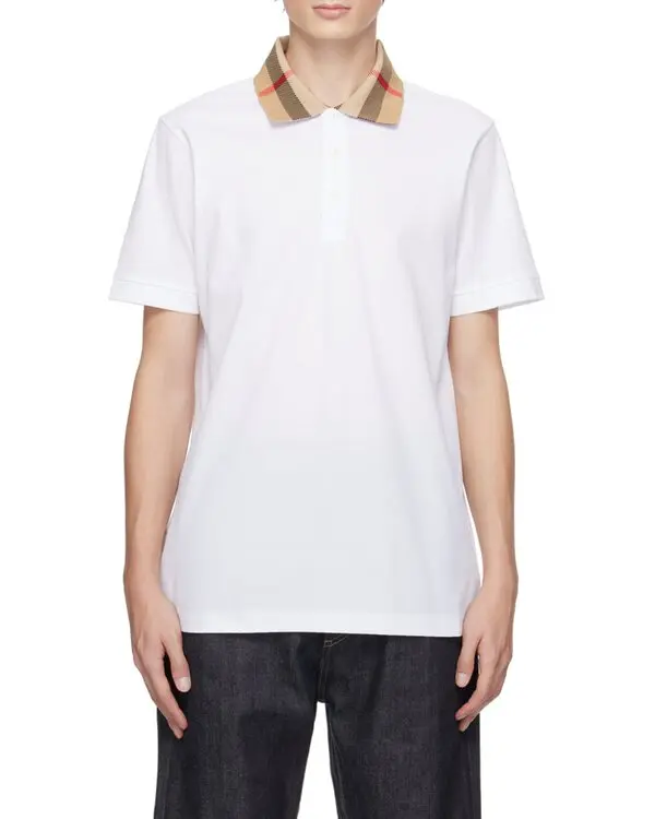 Burberry Checked Short-sleeved Polo Shirt - White