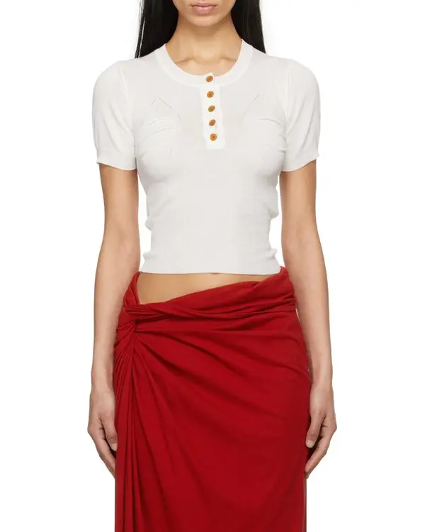 VIVIENNE WESTWOOD Rib-knit Crewneck Top With Button Placket