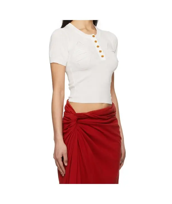 VIVIENNE WESTWOOD Rib-knit Crewneck Top With Button Placket