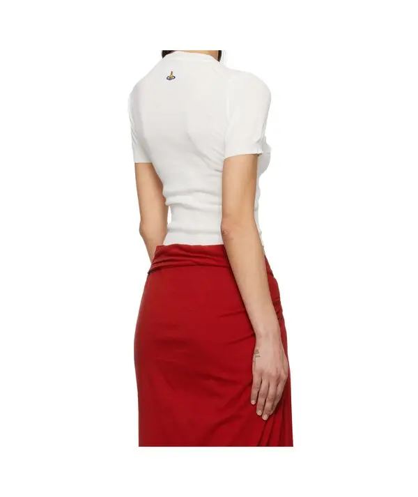 VIVIENNE WESTWOOD Rib-knit Crewneck Top With Button Placket