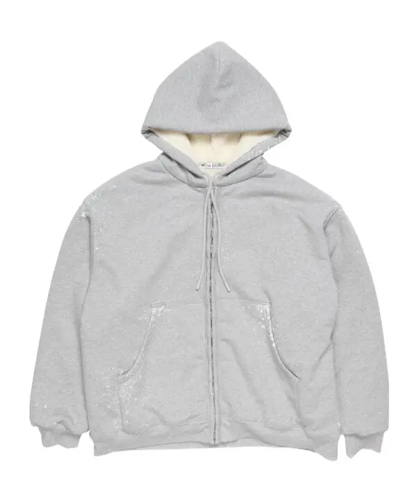 Acne Studios Zip-up Hoodie With Logo Detail - Gray