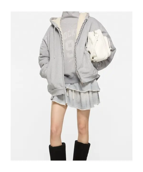 Acne Studios Zip-up Hoodie With Logo Detail - Gray