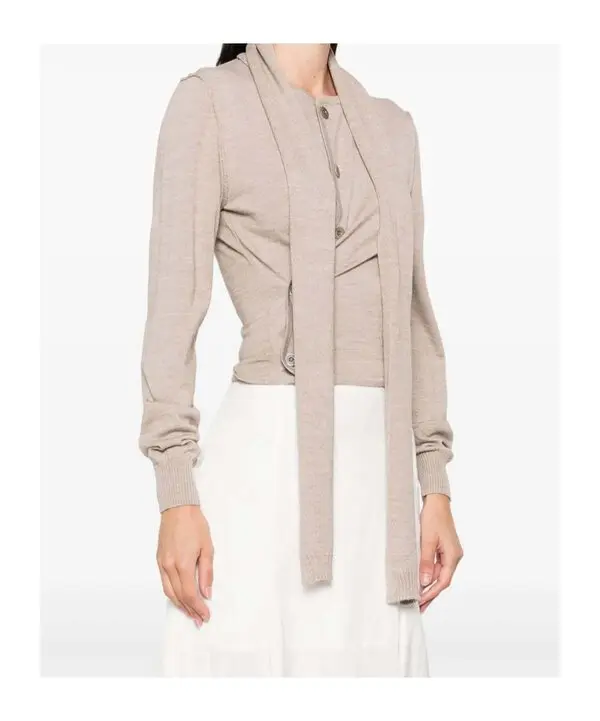 LEMAIRE Buttoned Knitted Cardigan With Integrated Scarf