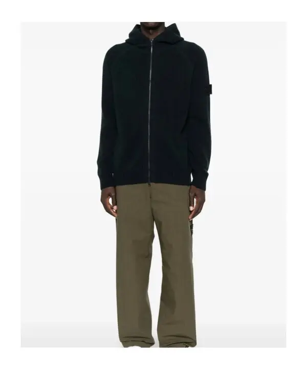 Stone Island Hooded Zip-up Jumper - Blue