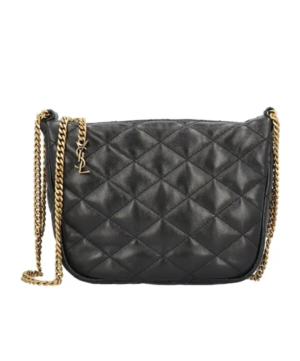 Saint Laurent Logo Plaque Quilted Chain Shoulder Bag