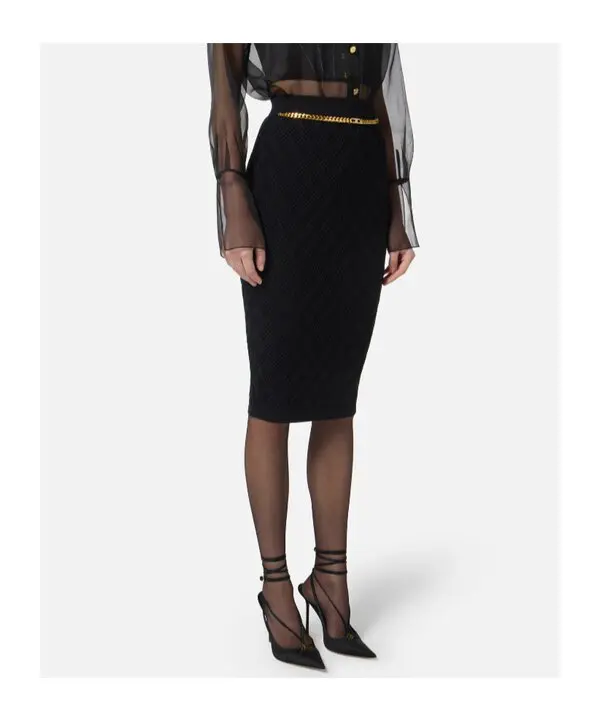 Elisabetta Franchi Chain Detailed Pencil Skirt - Black