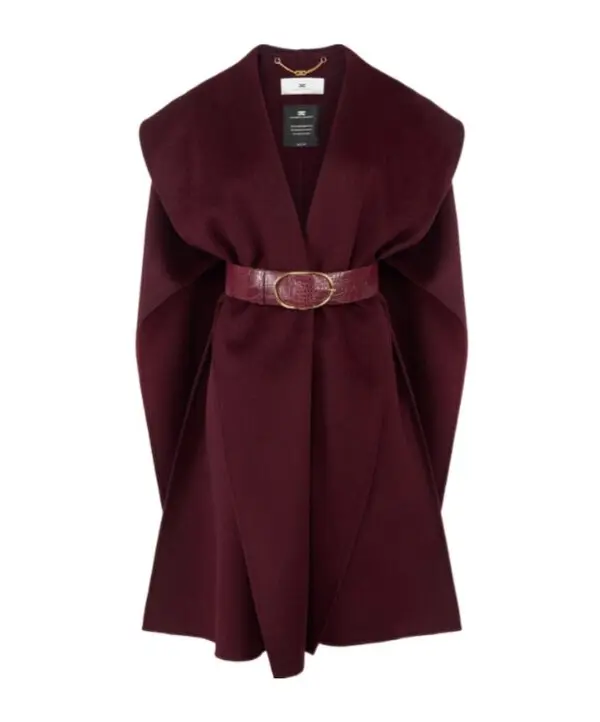Elisabetta Franchi Belted Coat - Merlot