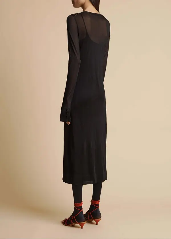 Khaite Long Sleeve Buttoned Dress With Petticoat