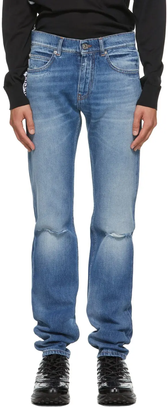 Versace Logo-patch Distressed Denim Jeans