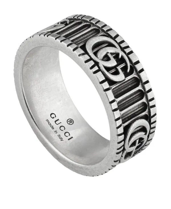 Gucci Gg Marmont Wide Sterling Silver Ring