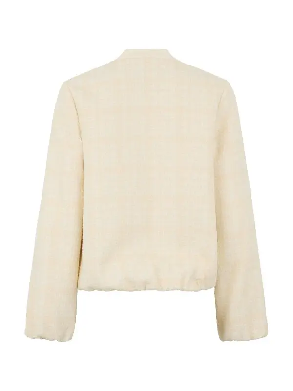 Gucci Check Tweed Jacket With Interlocking G Button - Ivory