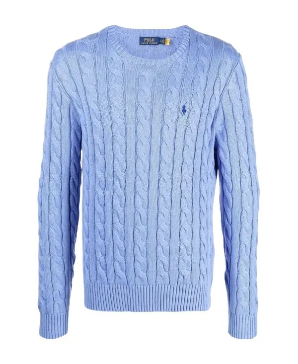 Polo Ralph Lauren Embroidered Cable Knit Jumper - Blue