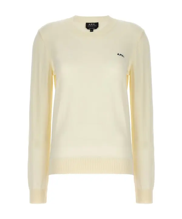 A.p.c. Crewneck Jumper With Logo Embroidery - Nude