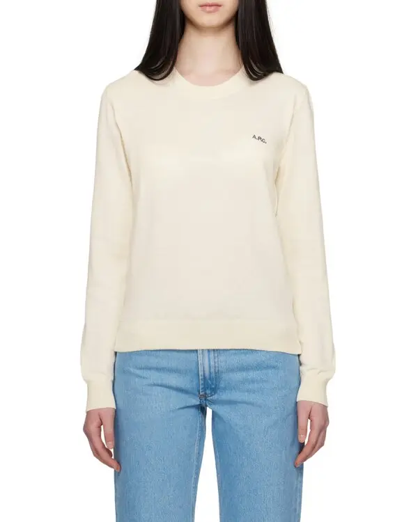 A.p.c. Crewneck Jumper With Logo Embroidery - Nude
