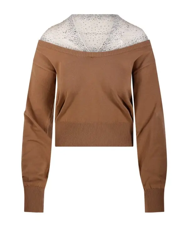 Giuseppe Di Morabito Embellished V-neck Sweater - Brown