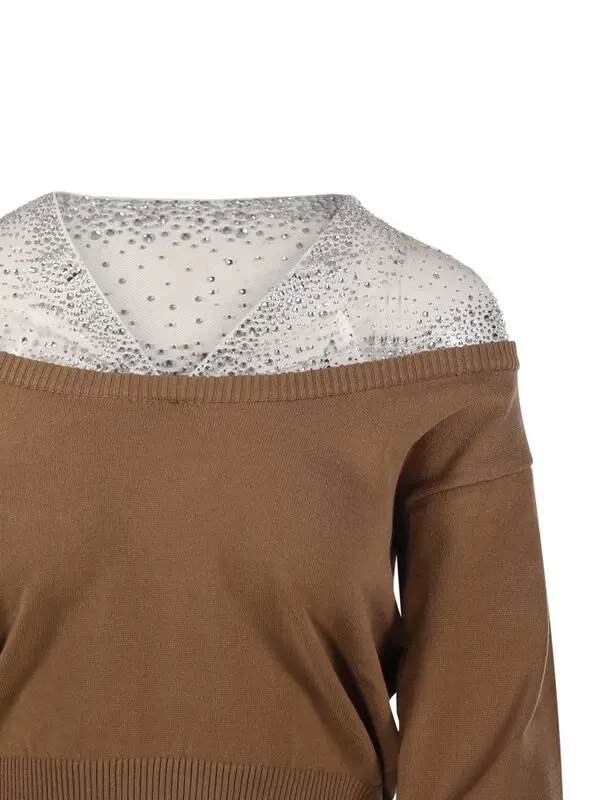Giuseppe Di Morabito Embellished V-neck Sweater - Brown