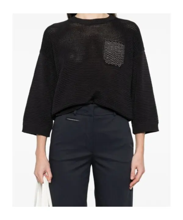 Peserico Textured Knit Jumper With Three-quarter Sleeves
