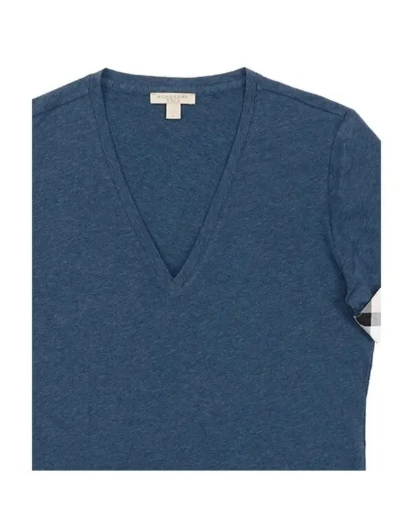 Burberry V-neck T-shirt With Signature Check Cuffs