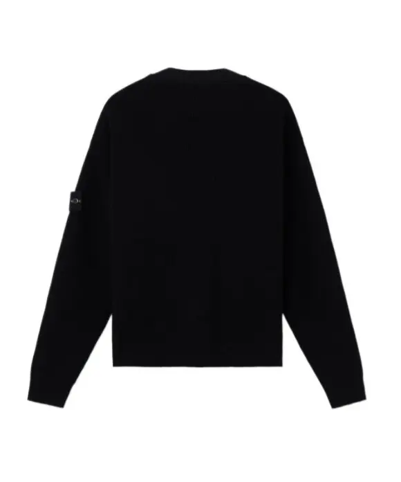 Stone Island Logo Patch V-neck Cardigan - Black