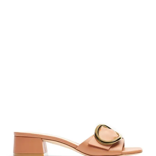STUART WEITZMAN Horn Heel Mules With Round Buckle