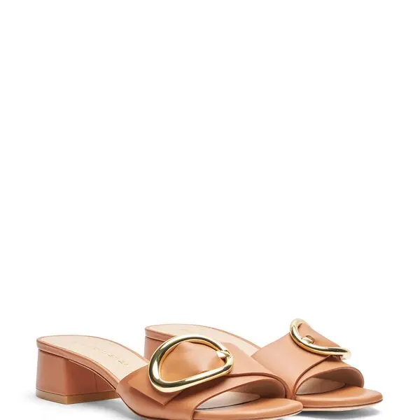 STUART WEITZMAN Horn Heel Mules With Round Buckle