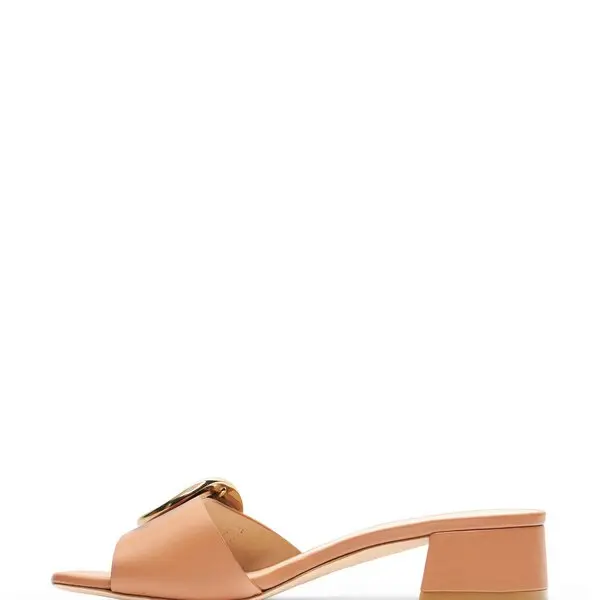 STUART WEITZMAN Horn Heel Mules With Round Buckle - Pink