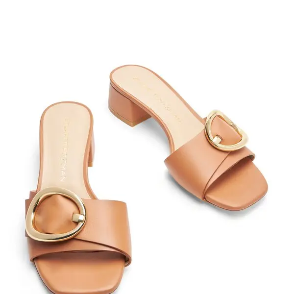 STUART WEITZMAN Horn Heel Mules With Round Buckle - Pink