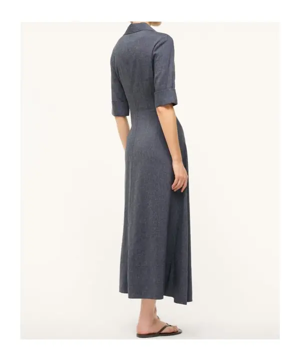 Staud Joan Dress With Lapel Collar And Button Closure