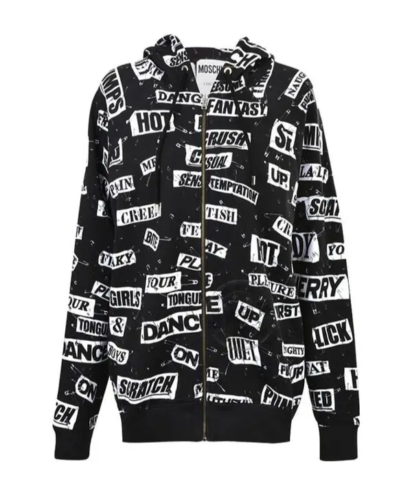 Moschino Printed Logo Zip-up Hooded Jacket