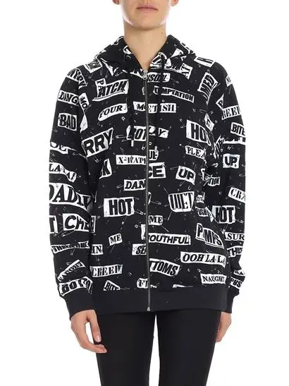 Moschino Printed Logo Zip-up Hooded Jacket
