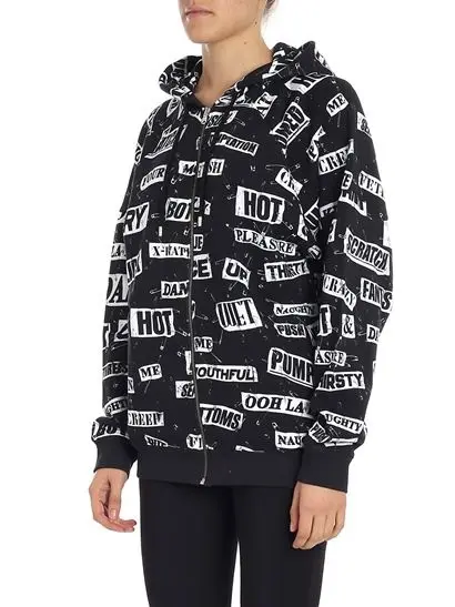 Moschino Printed Logo Zip-up Hooded Jacket