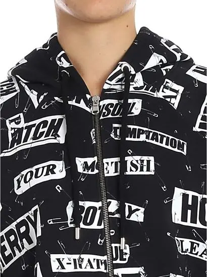 Moschino Printed Logo Zip-up Hooded Jacket