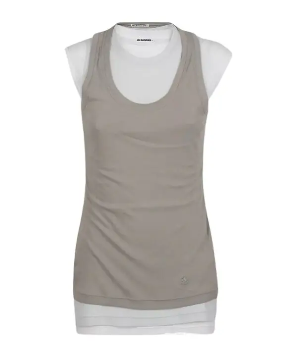 JIL SANDER Layered Crewneck Tank Top - White Multi