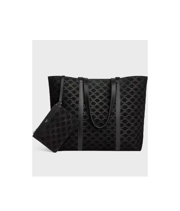 Celine Horizontal Museum Bag In Suede Calfskin With Embossed Triomphe