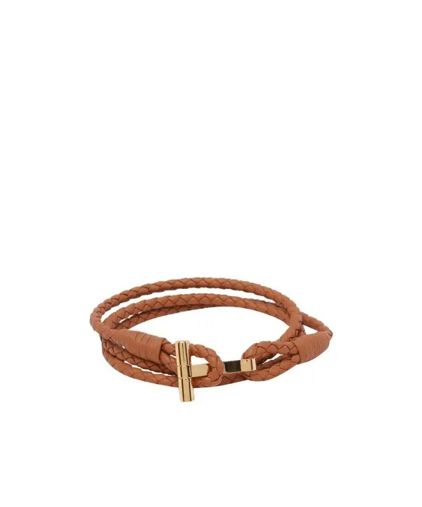 TOM FORD T Plaque Braided Bracelet - Yellow