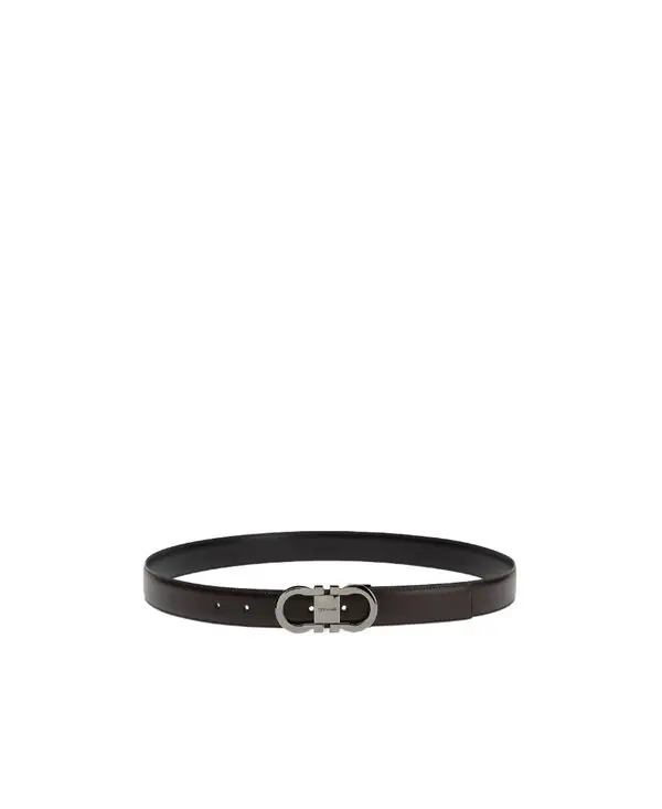 FERRAGAMO Gancini Buckled Reversible Belt - Black/dark Brown