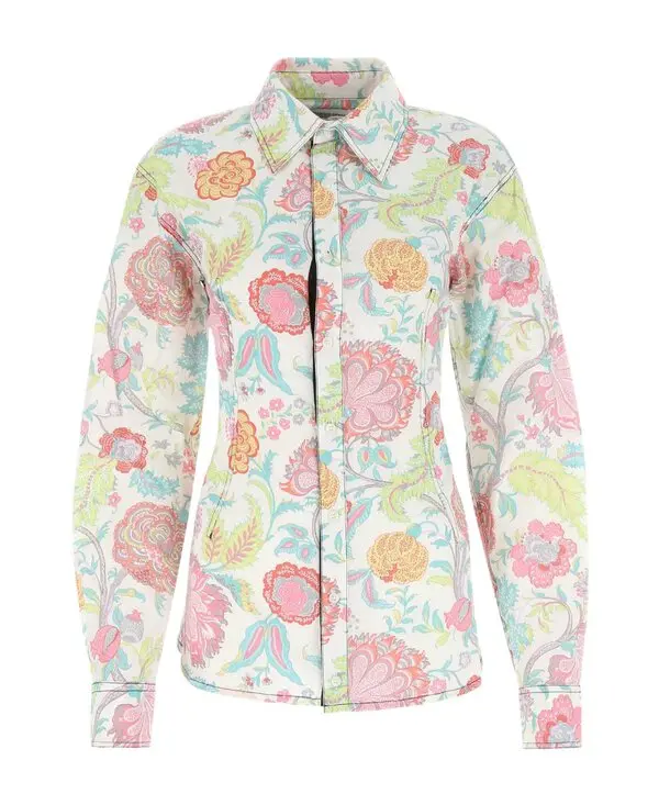 MARINE SERRE Floral Print Corset Shirt - White