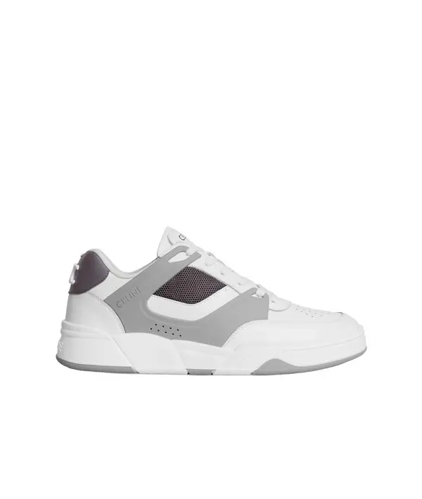 Celine Ct-09 Calfskin And Mesh Trainers - Optical White/gray