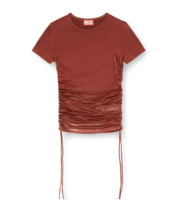 DIESEL® T-rey Drawstring Jersey Top - Brown