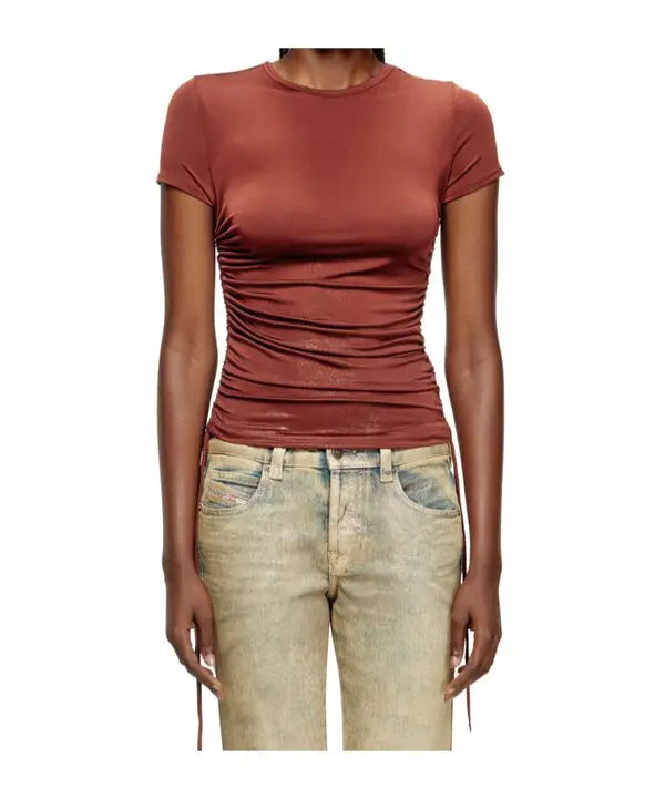 DIESEL® T-rey Drawstring Jersey Top - Brown