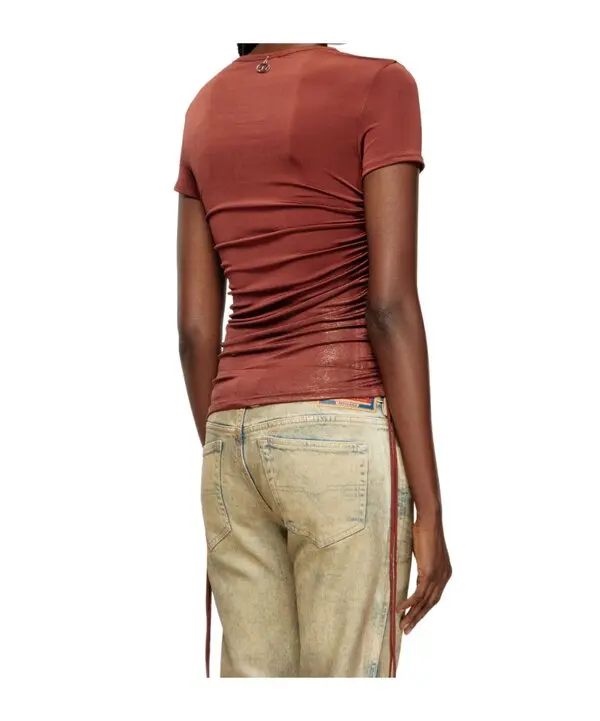 DIESEL® T-rey Drawstring Jersey Top - Brown