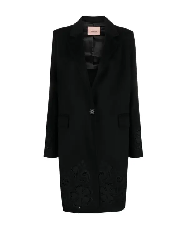 TWINSET Single-breasted Coat With Floral Embroidery