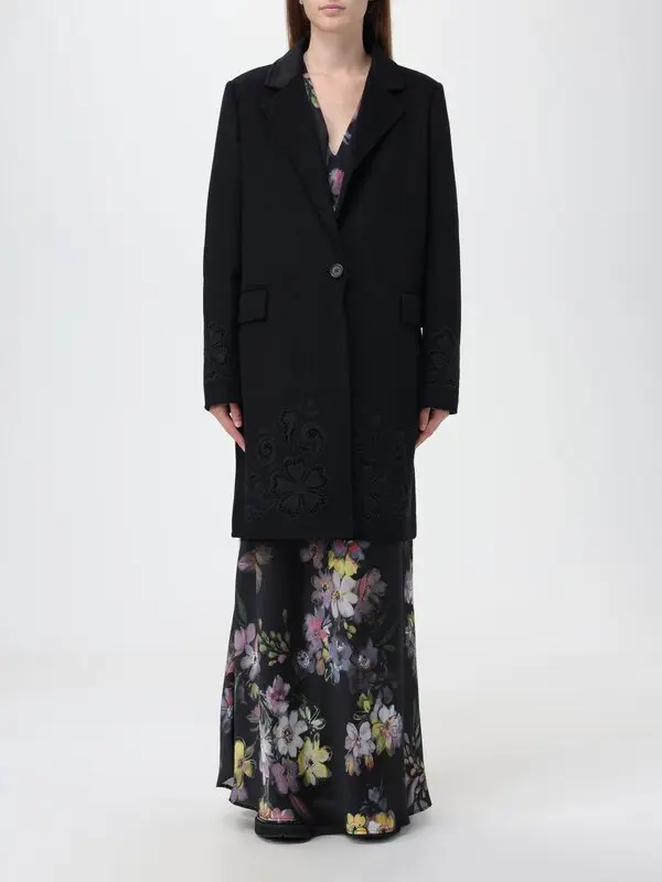 TWINSET Single-breasted Coat With Floral Embroidery
