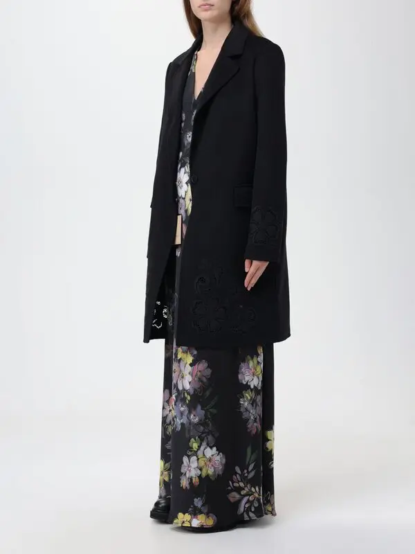 TWINSET Single-breasted Coat With Floral Embroidery